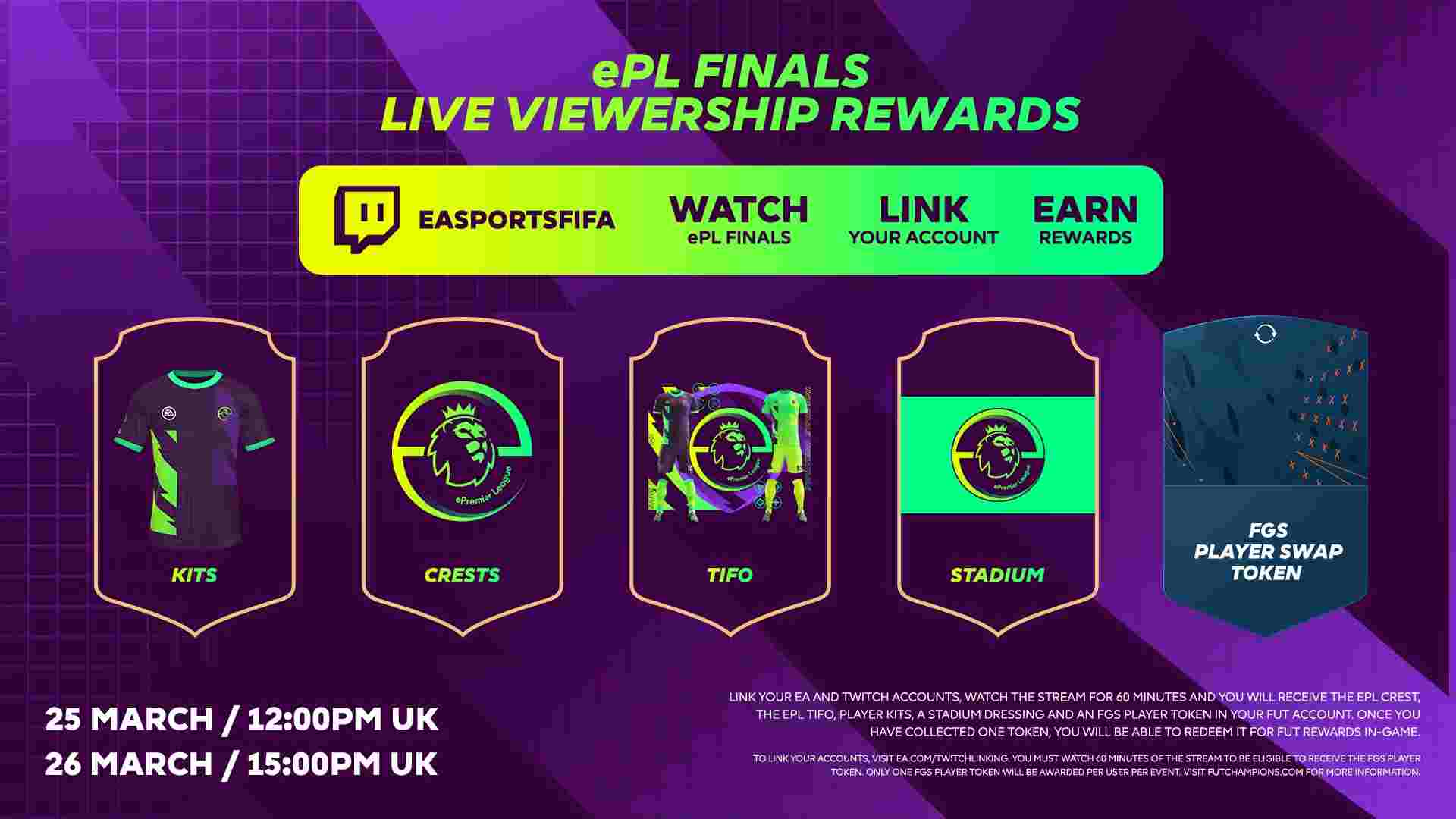 How to get ePL Finals Live Viewership Rewards - FGS Swaps Token, Kit ...